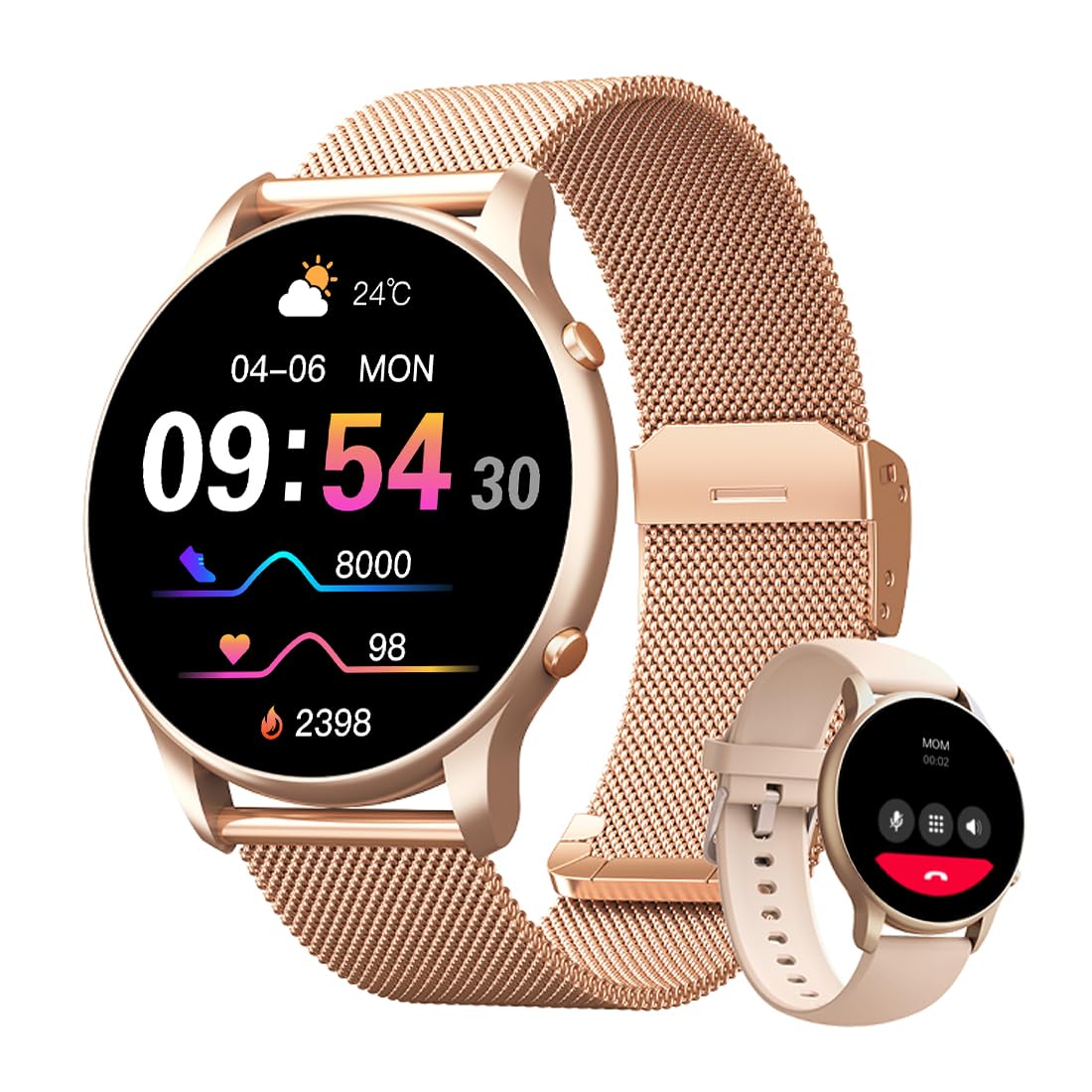 Smartwatch Feminino 1.32" Full Touch, IP68 à Prova d'Água, Ligações ...