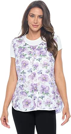 Amazon.com: Casual Nights Women's Snap Front Smock Cobbler Woven Scrub ...