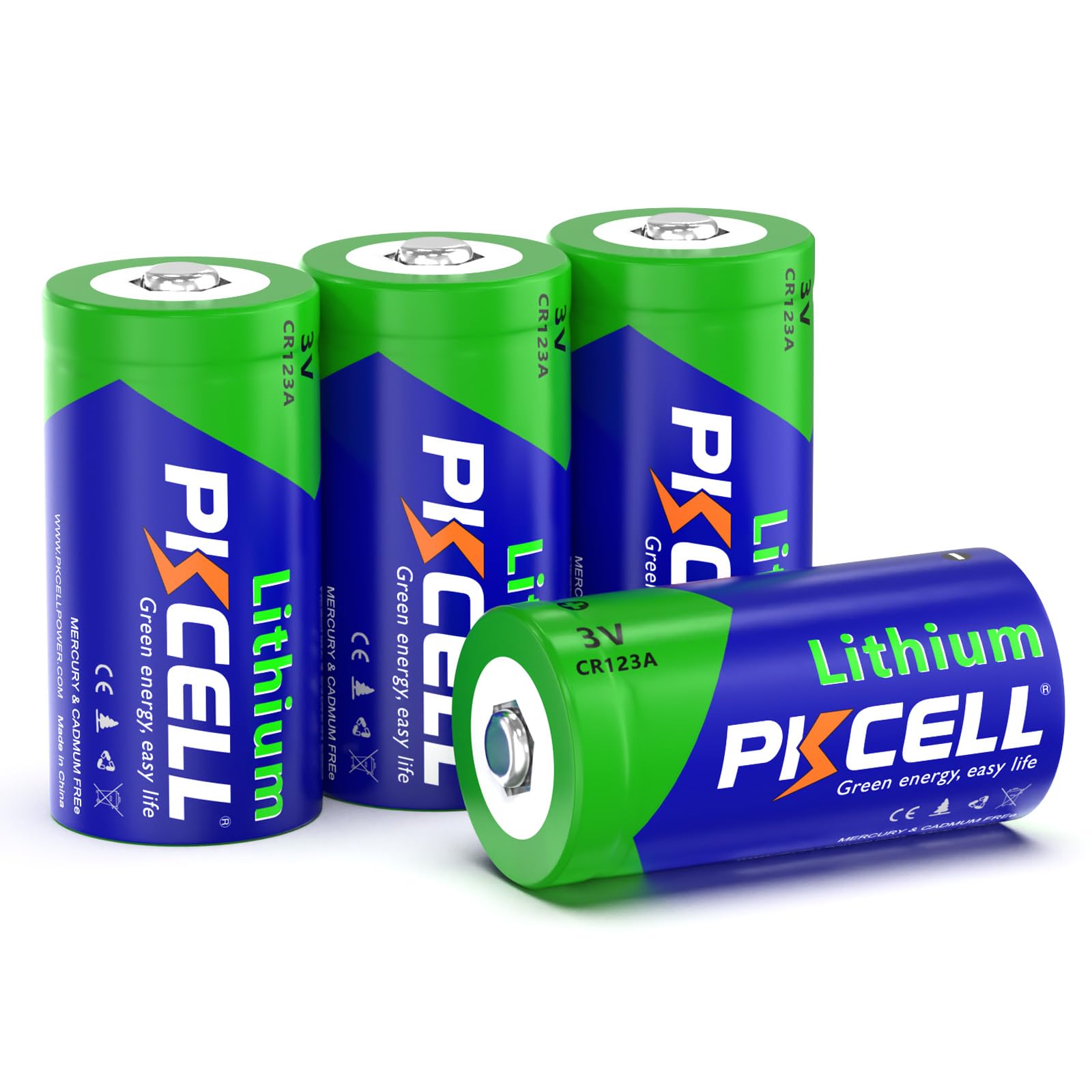 PKCELL CR123A 3V Lithium Battery, Non Rechargeable Lithium 123 Battery ...