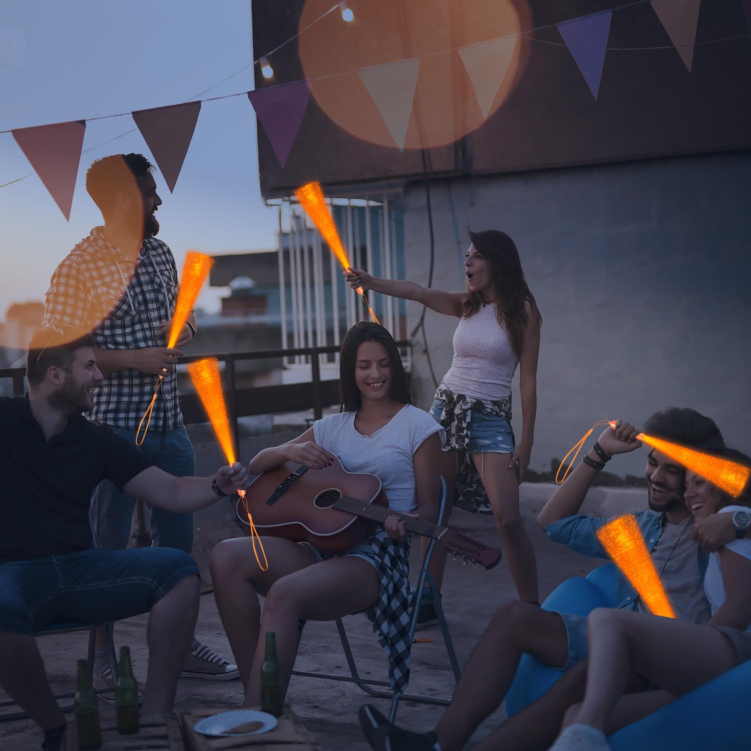 Snapklik.com : NUDALA 36 Pack Orange Glow Sticks Light Up Fiber Optic ...