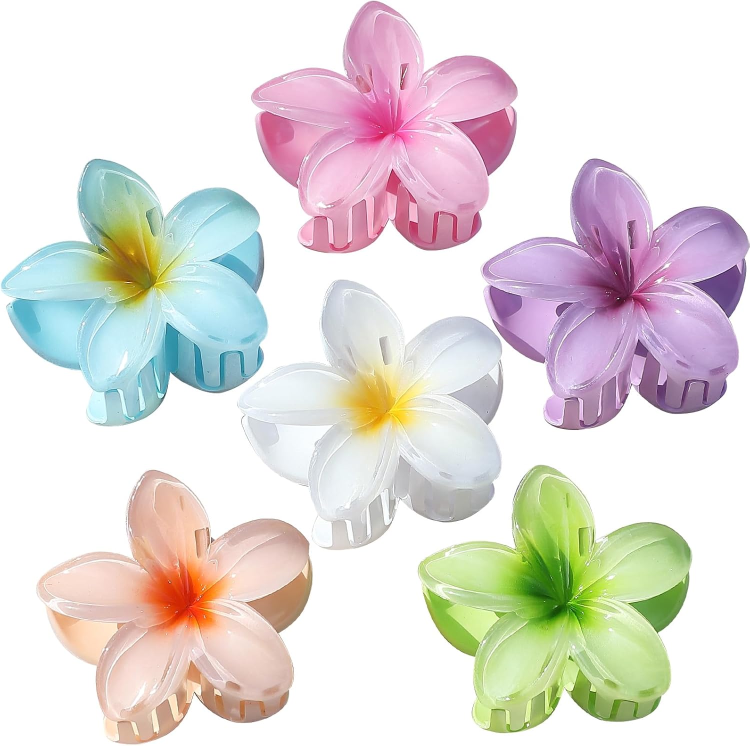 Sisiaipu Flower Claw Clips Hawaiian Hair Clips Plumeria Hair Clips 6 ...