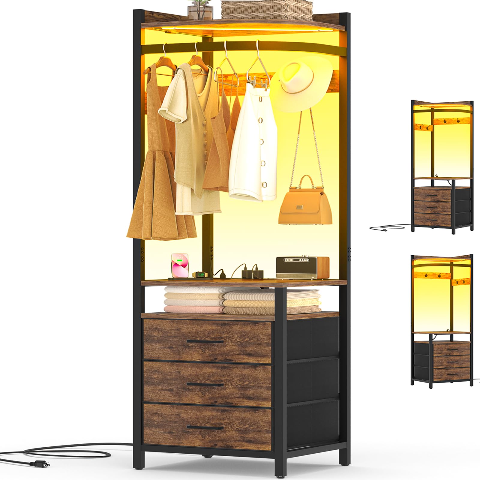 Amazon.com: Cyclysio Corner Clothes Rack, 70'' Tall Corner Closet with ...