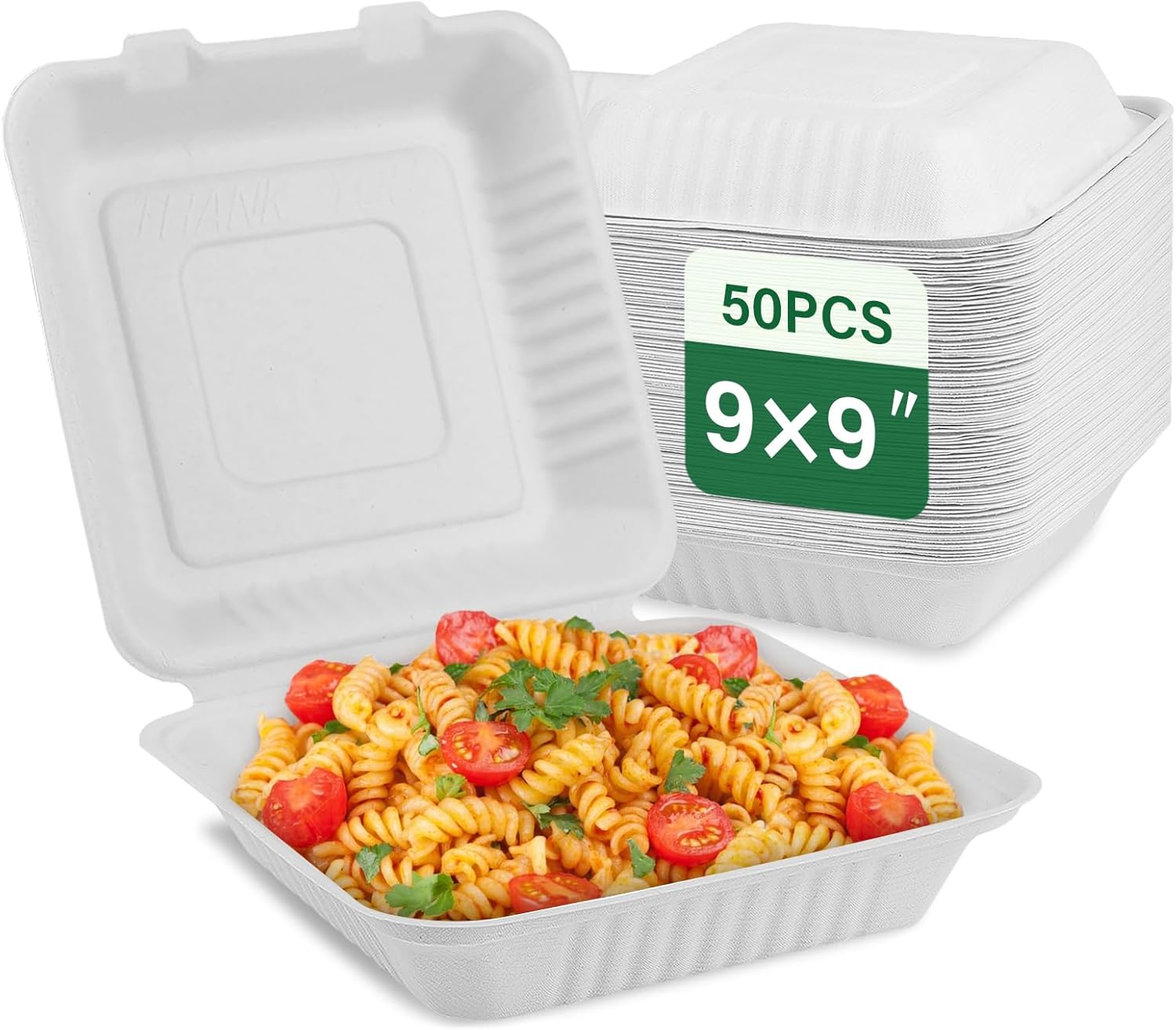 Amazon.com: Pony Packaging Compostable Clamshell To Go Food Containers ...