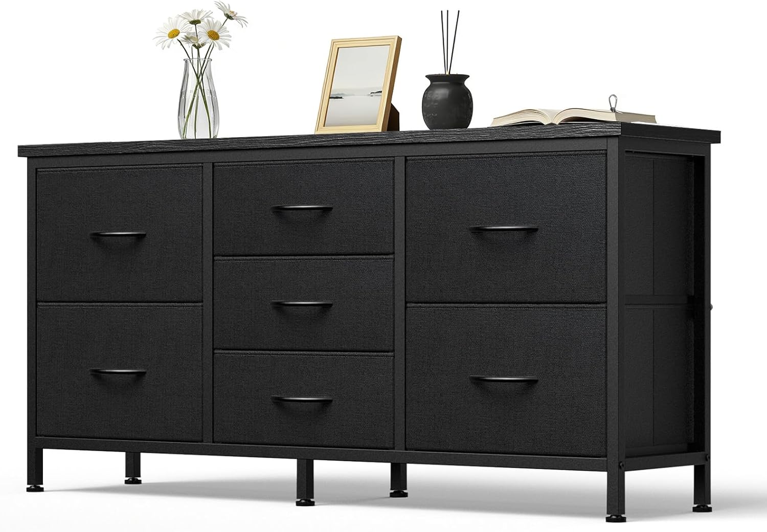 Amazon.com: DUMOS 7 Storage Drawers, TV Stand for Living Room, Fabric ...