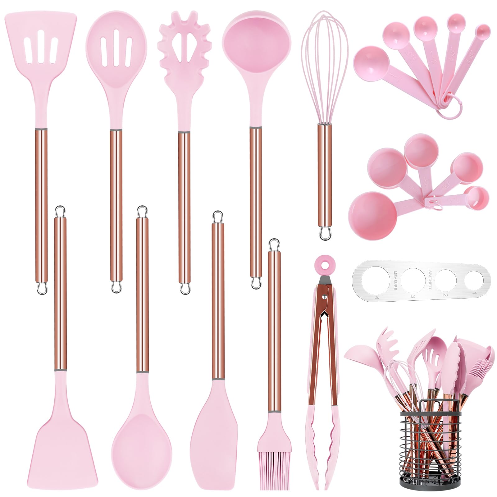 Amazon.com: Arquiel Pink Kitchen Utensil Set with Holder, 22 Pcs ...