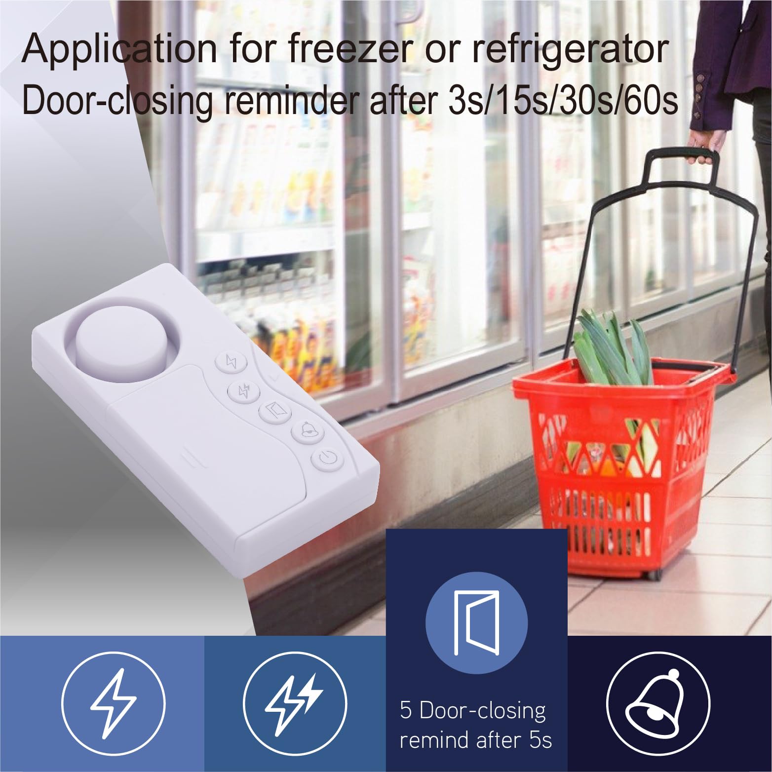 Ring Door Sensor WSDCAM Freezer Door Alarm When Left Open, 3/15/30/60 ...