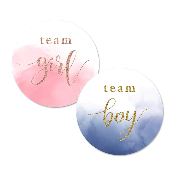 Buy Rose Gold Watercolor Gender Reveal Stickers, 2inch 40 Navy Gold ...