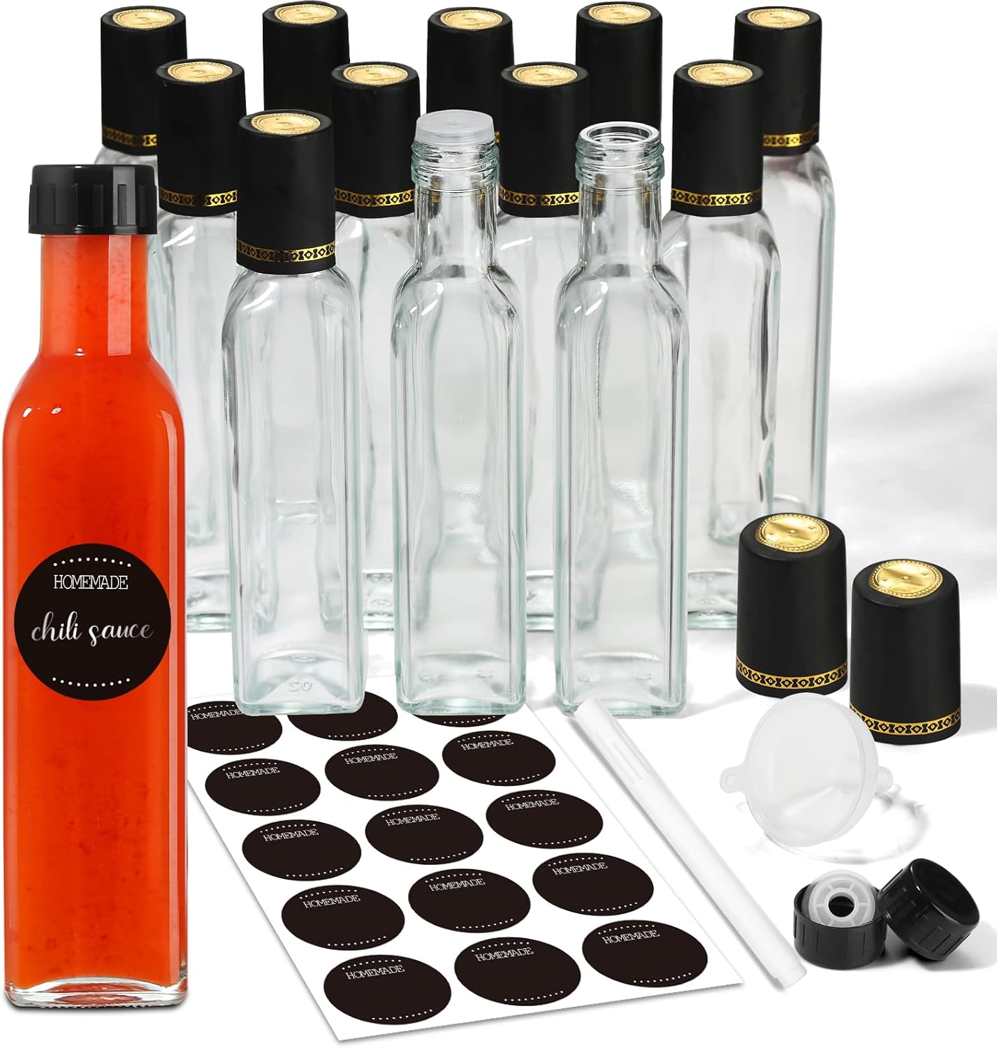 Amazon.com: GMISUN Hot Sauce Bottles 8 Oz, 12-Pack Glass Bottles For ...