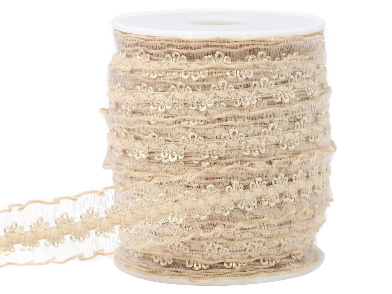 Amazon.com: JESEP YONG 25 Yards Khaki Elastic Ruffle Ribbon for Sewing ...