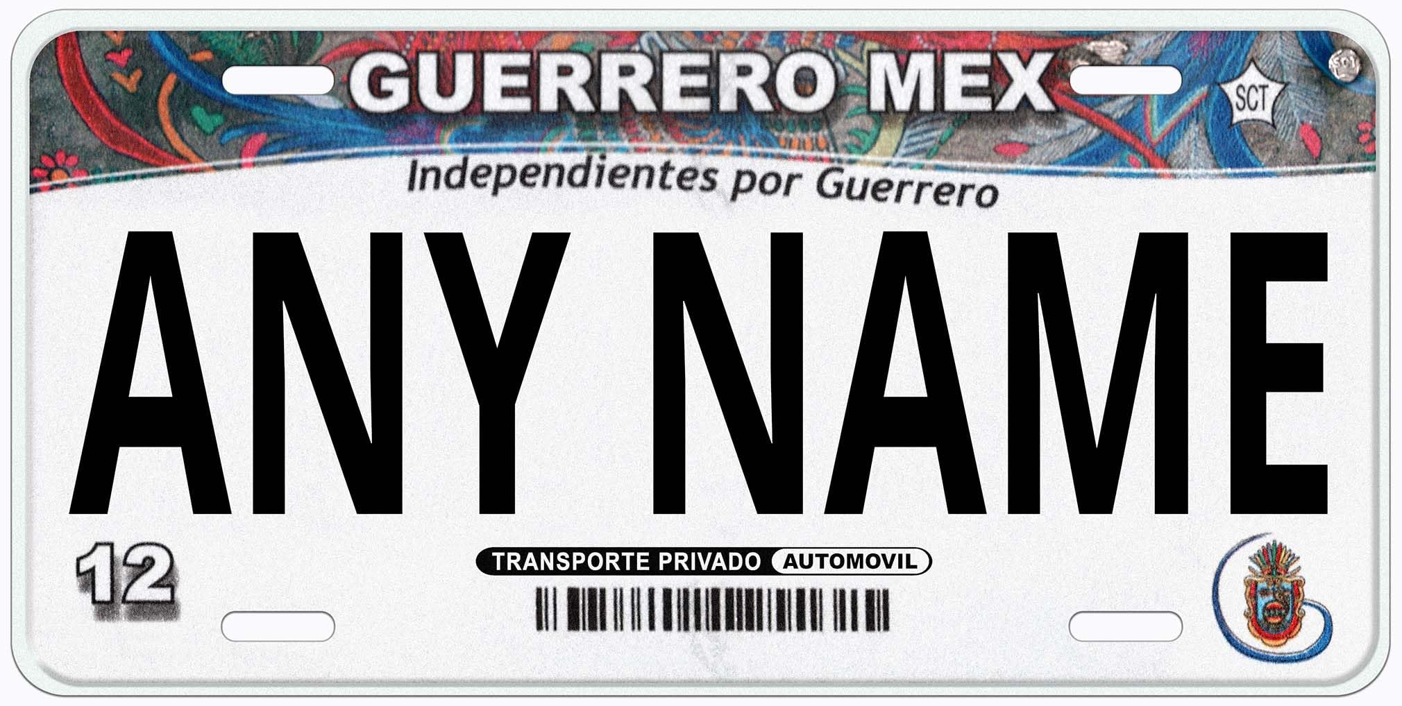 Guerrero Mexico License Plate Guerrero Mexico Plate Etsy