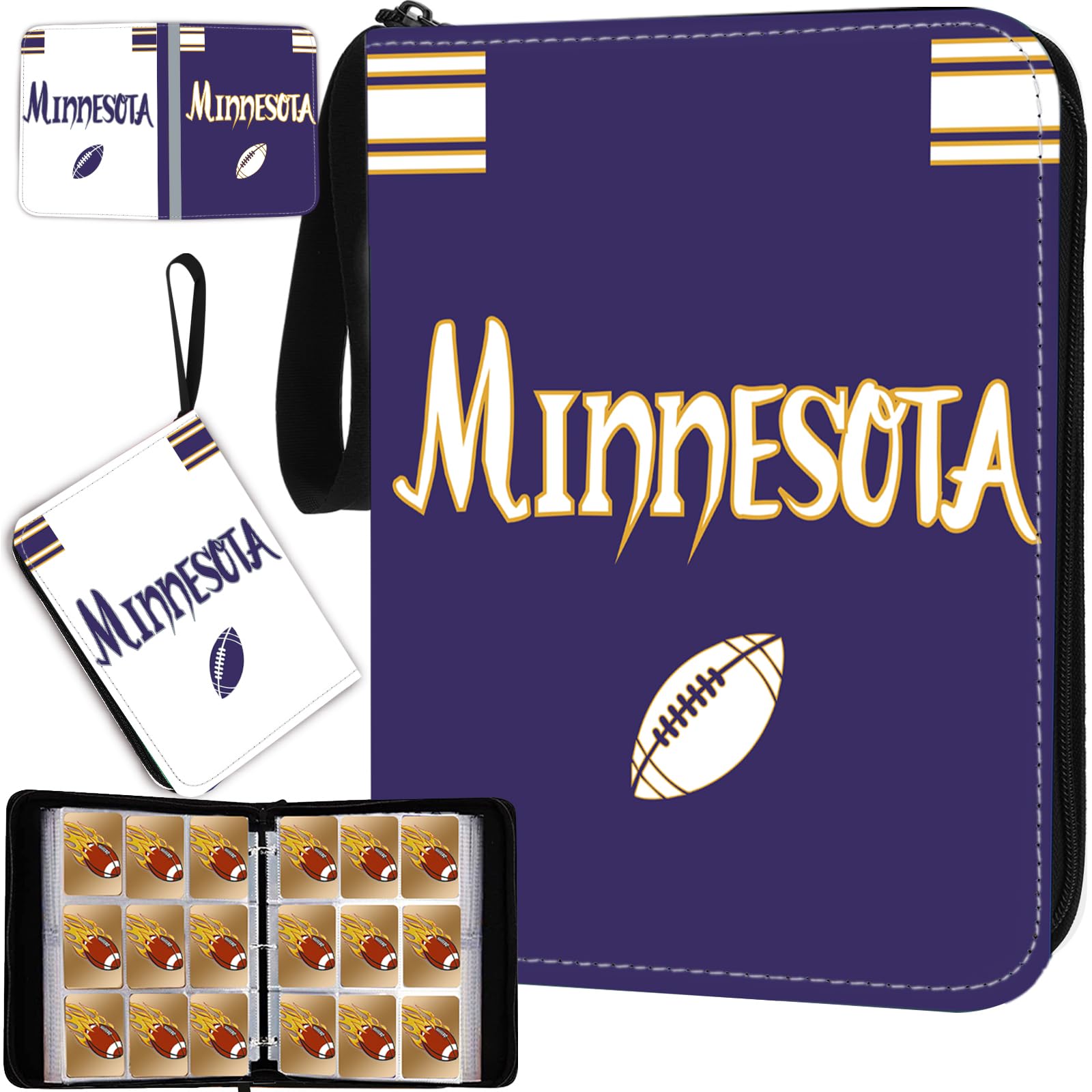 Amazon.com: Football Card Binder with Sleeves 900 Pocket, Minnesota ...