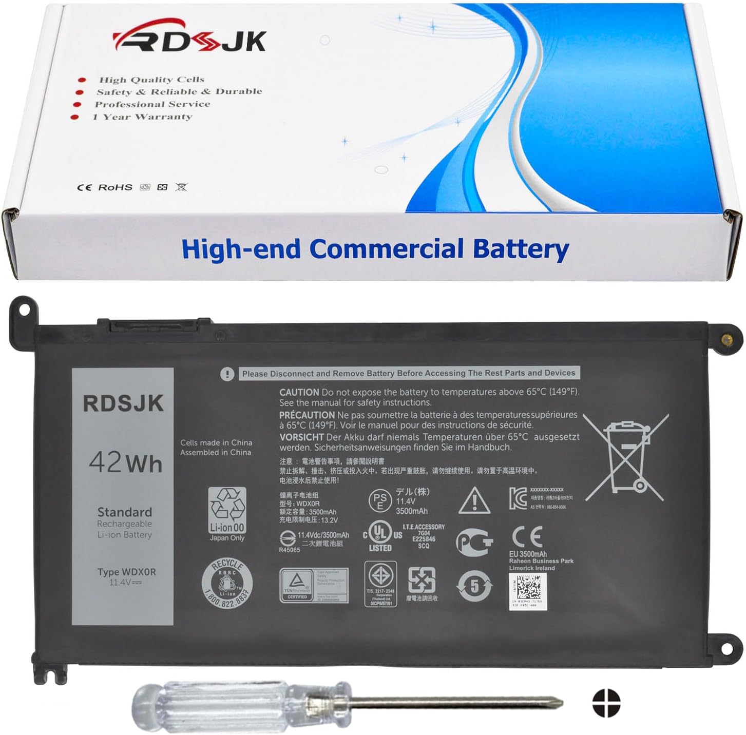 Amazon.com: 42Wh WDX0R WDXOR Battery for Dell Inspiron 15 5565 5567 ...