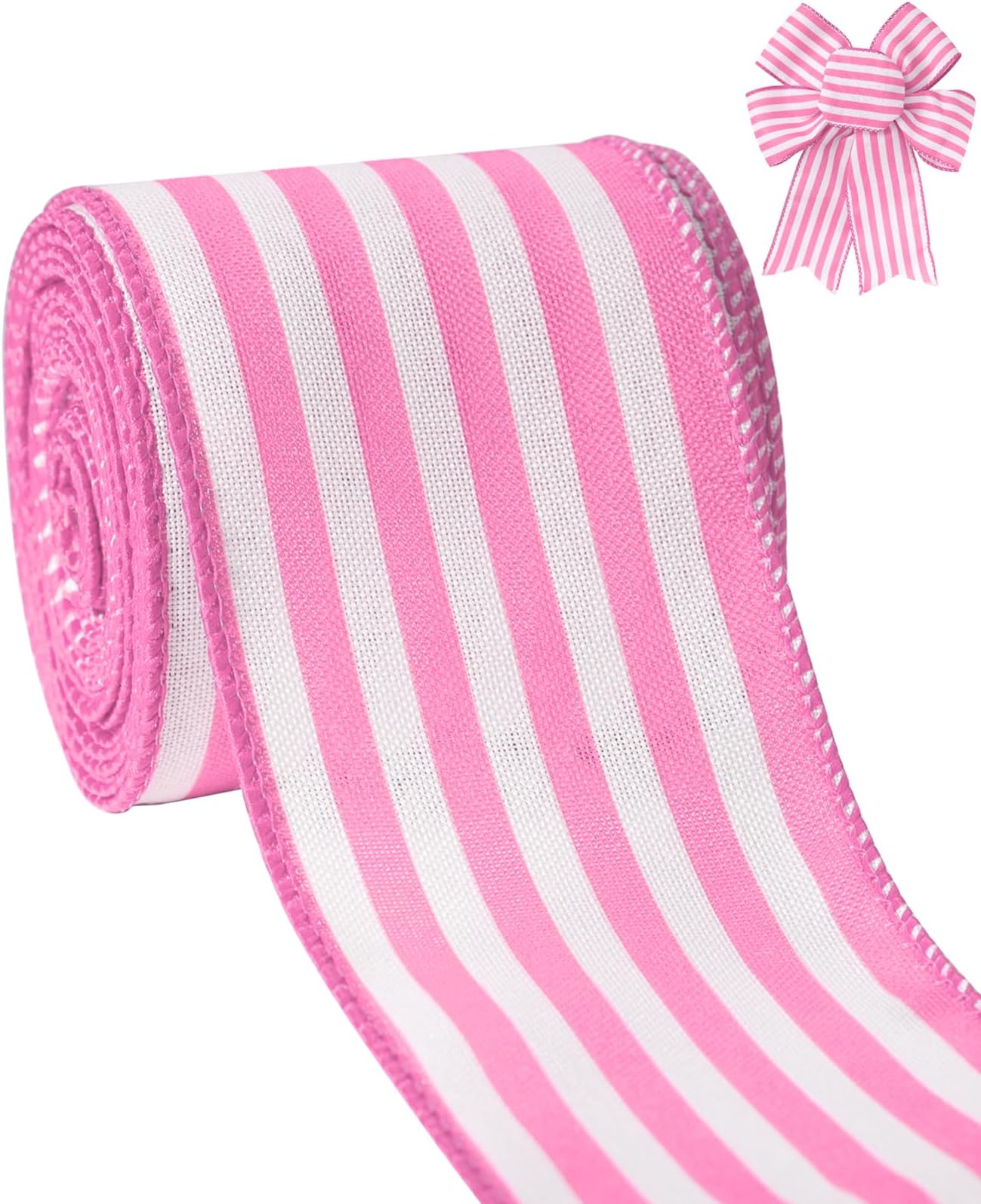 Amazon.com: 1 1/2" X 10 Yards Pink Striped Wired Ribbon