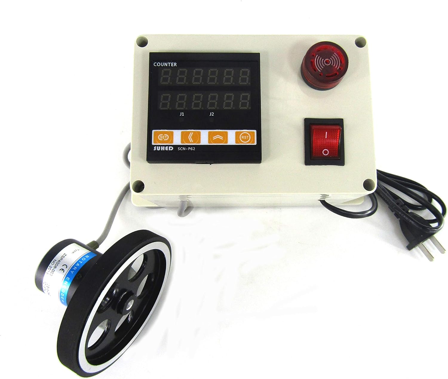 JIAWANSHUN Length Meter Counter with Encoder and Control Box Length Controller Roller-Type ...