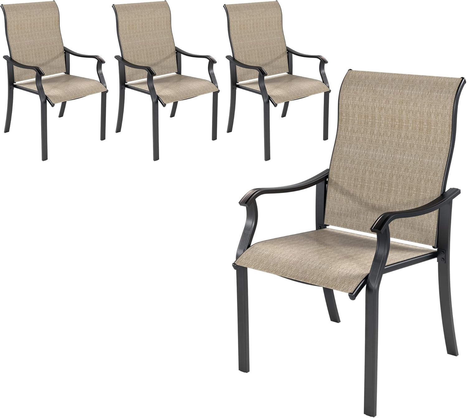 Amazon.com: UDPATIO Patio Dining Chairs Set of 4, Outdoor Textilene ...