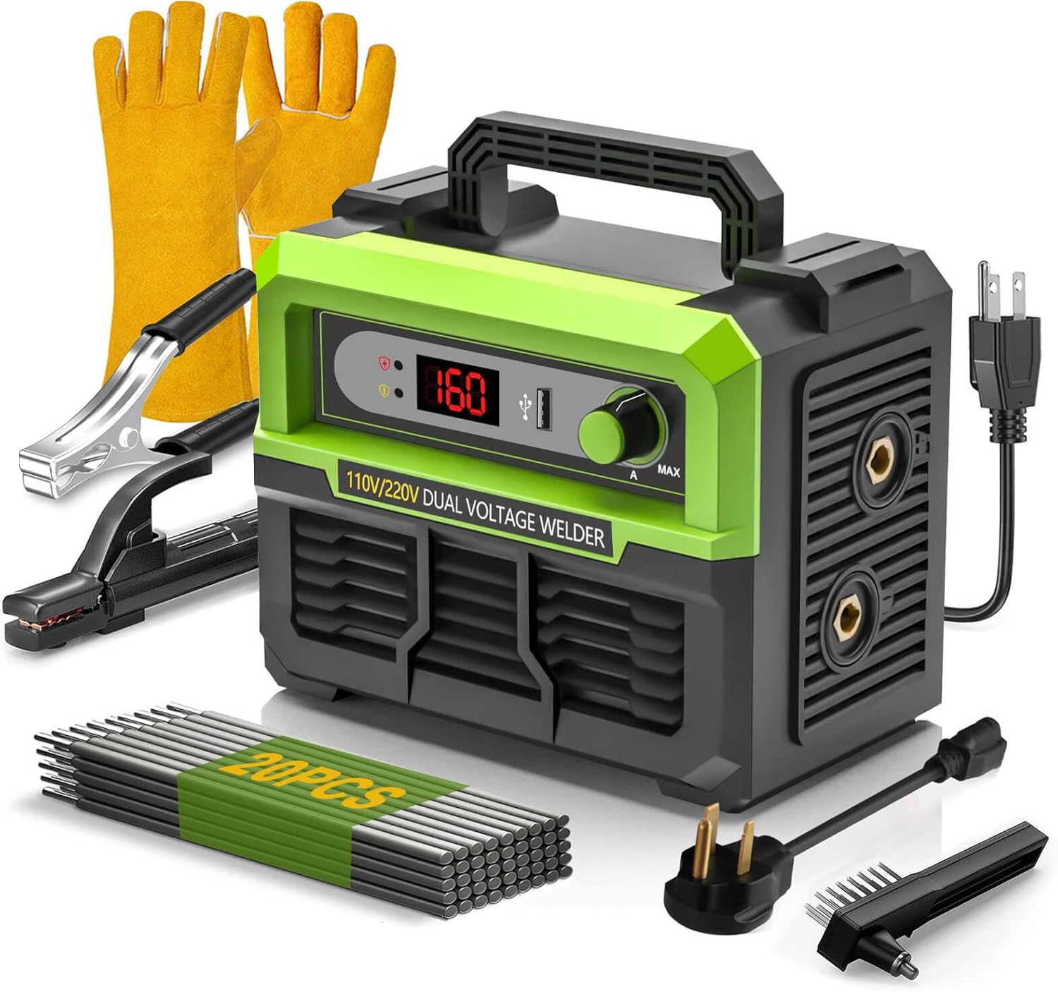 Stick Welder, 160A 110V/220V Dual Voltage, Upgrade USB IGBT Inverter ...