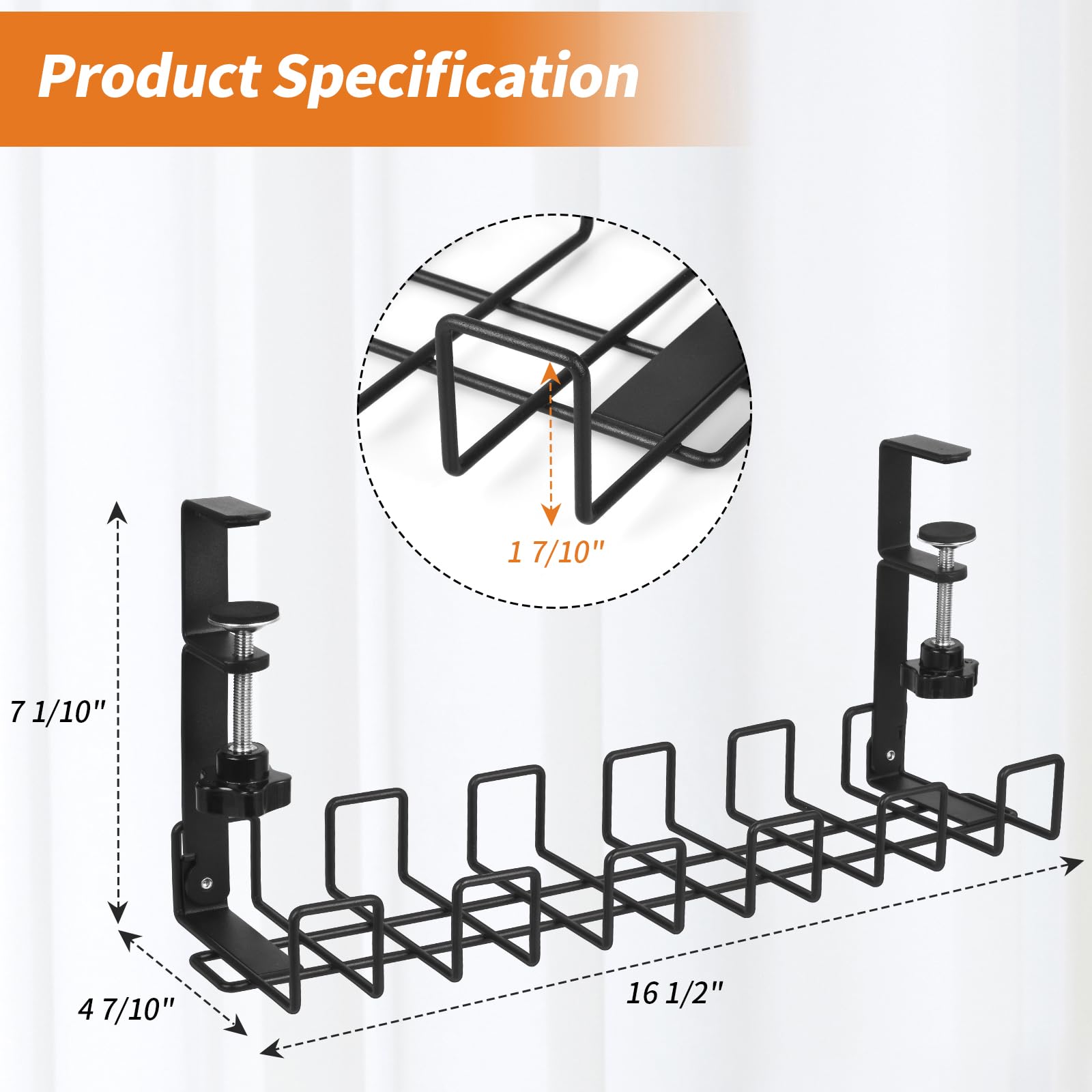 Snapklik.com : Under Desk Cable Management Tray, No Drill Under Desk ...