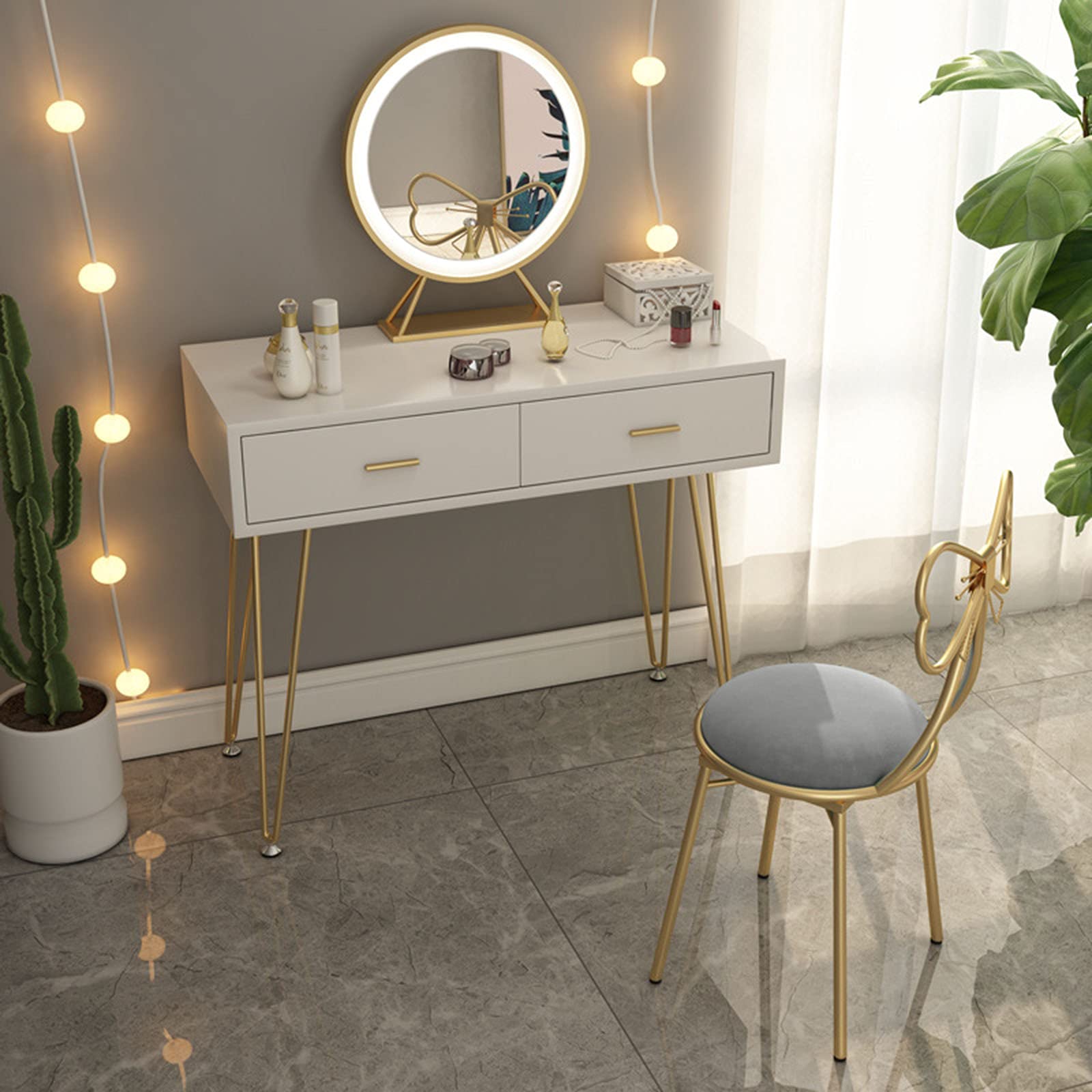 DUANY STORE Makeup Vanity Girl Chairs Stool for Bedroom with Bow Knot ...