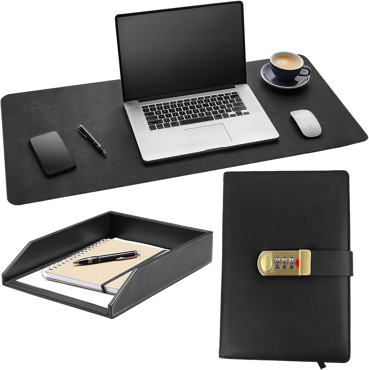 Amazon.com : GALLAWAY LEATHER Desk pad Large, Diary with Lock, and ...