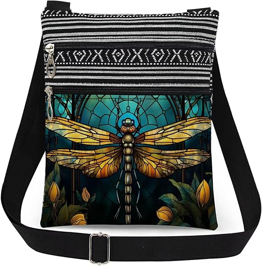 XiaoGalaee Stained-Glass Dragonfly Women Crossbody Bag Adjustable ...