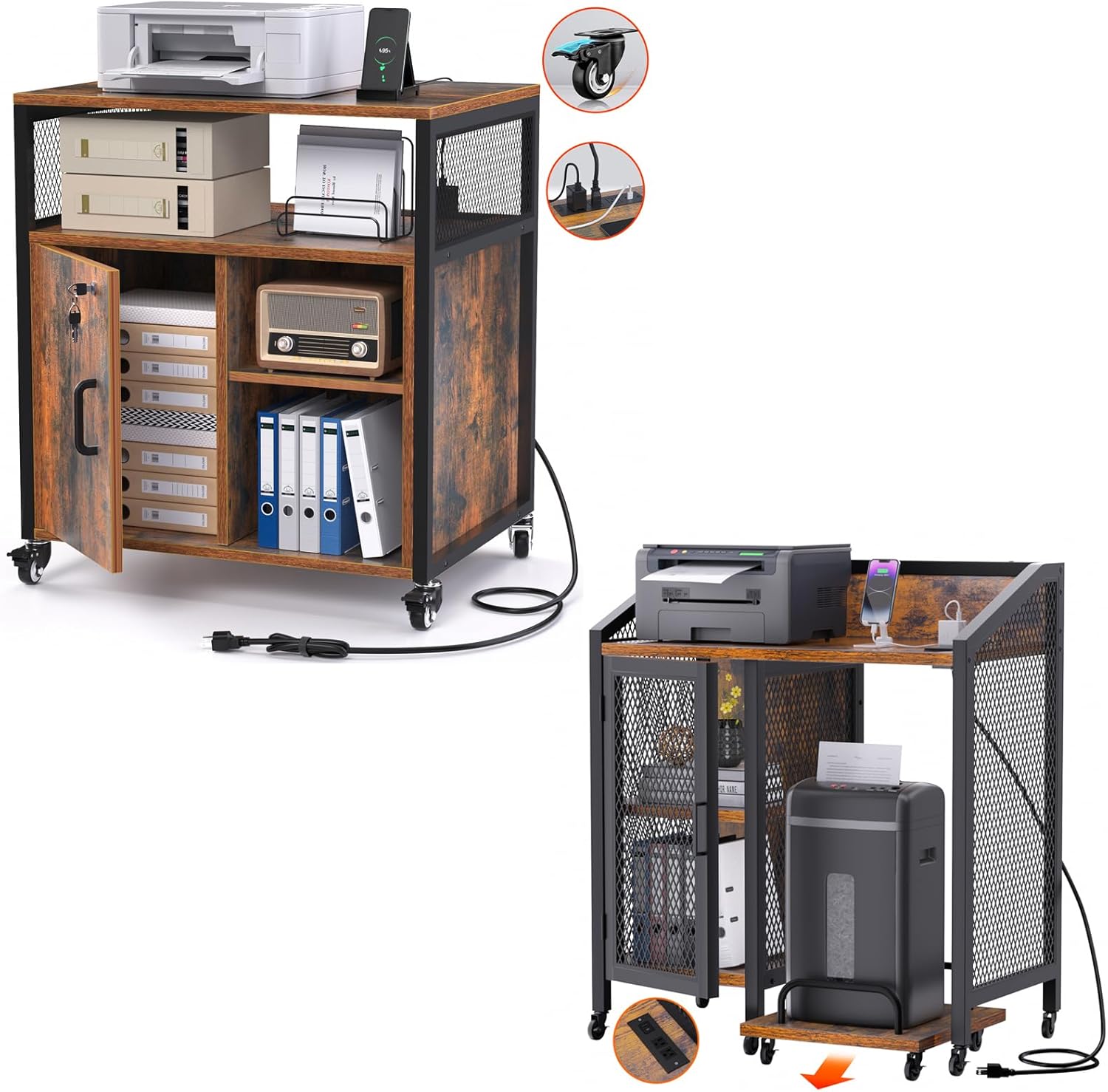 Amazon.com: LOWOSA Rolling Printer Stand Lockable File Cabinets with ...