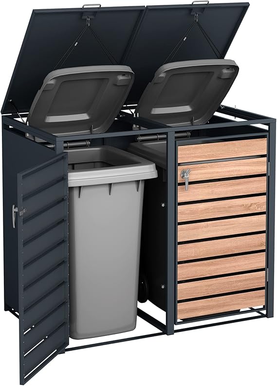 DWD Garden Double Wheelie Bin Hideaway 120L,240L Waste Bin,Storage Shed ...