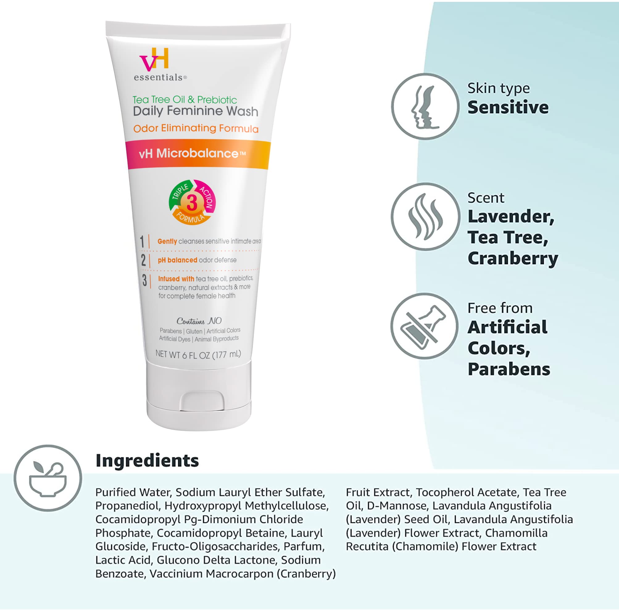 vH essentials, Ph Balanced Daily Feminine Wash, Tea Tree Oil ...