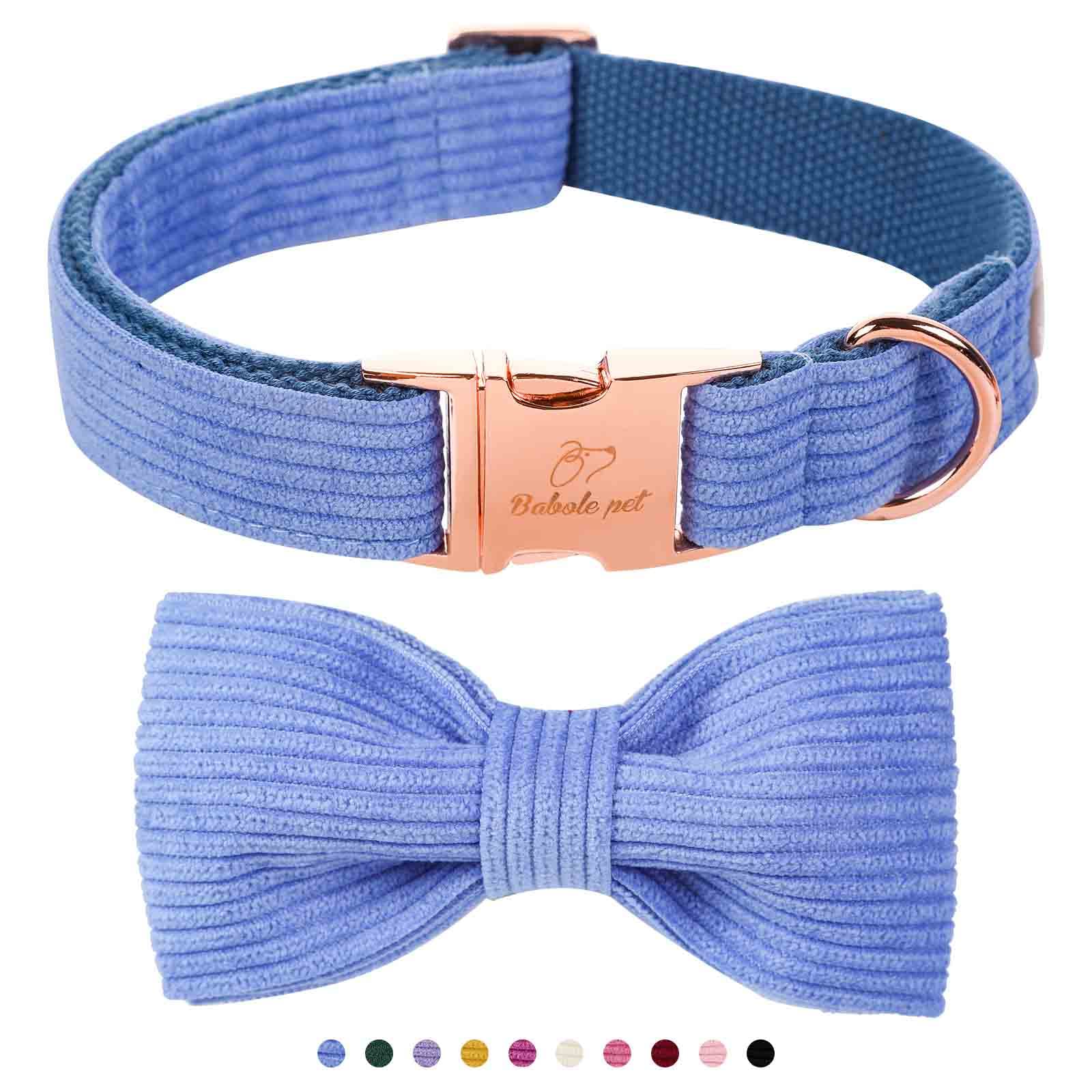 Amazon.com : Babole Pet Blue Dog Collars for Large Dog,Cute Corduroy ...