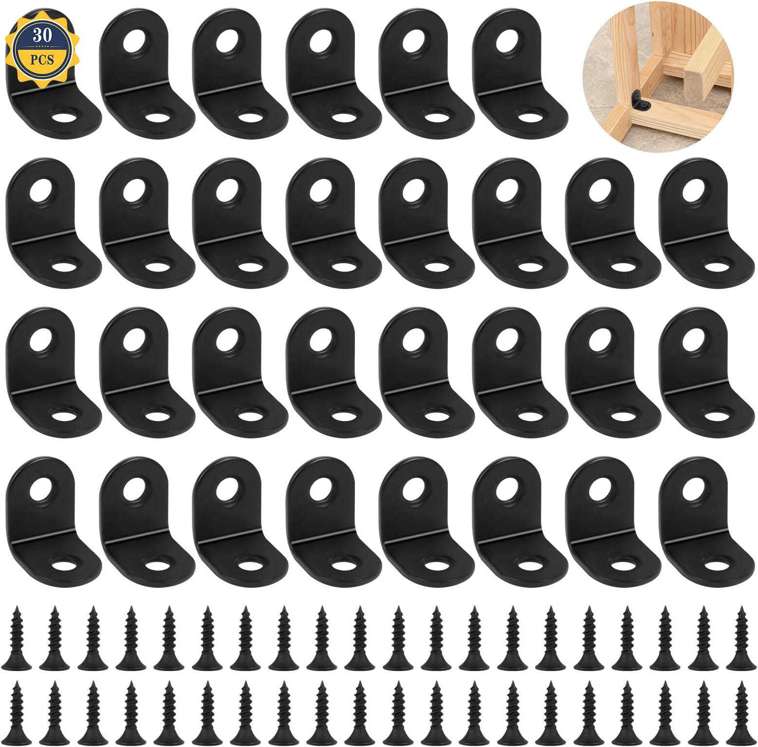 JIZZU Angle Brackets, 24 Sets L Brackets Angle 30 x 30 mm,90 Degree ...