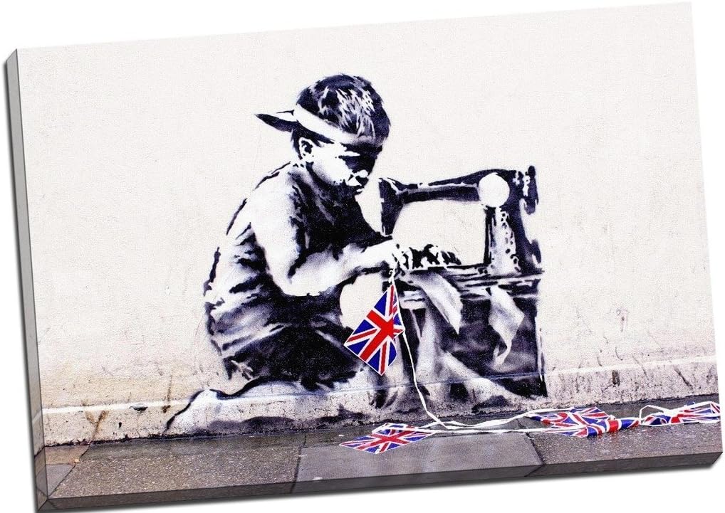 Amazon.com: Panther Print Banksy Slave Labour Canvas Print Picture Wall ...