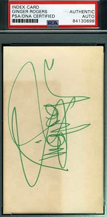 Ginger Rogers Cert Hand Signed 3x5 Index Card Autograph - PSA/DNA ...