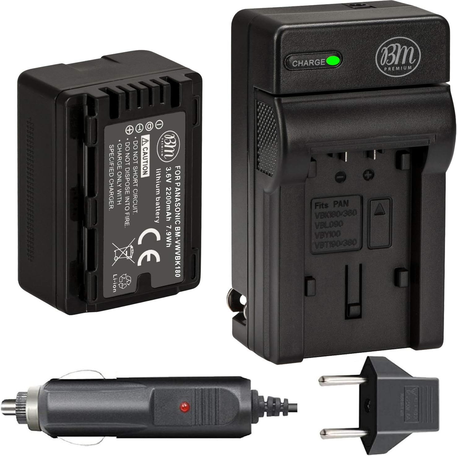 Amazon.com : BM Premium VW-VBK180 Battery and Charger for Panasonic HC ...