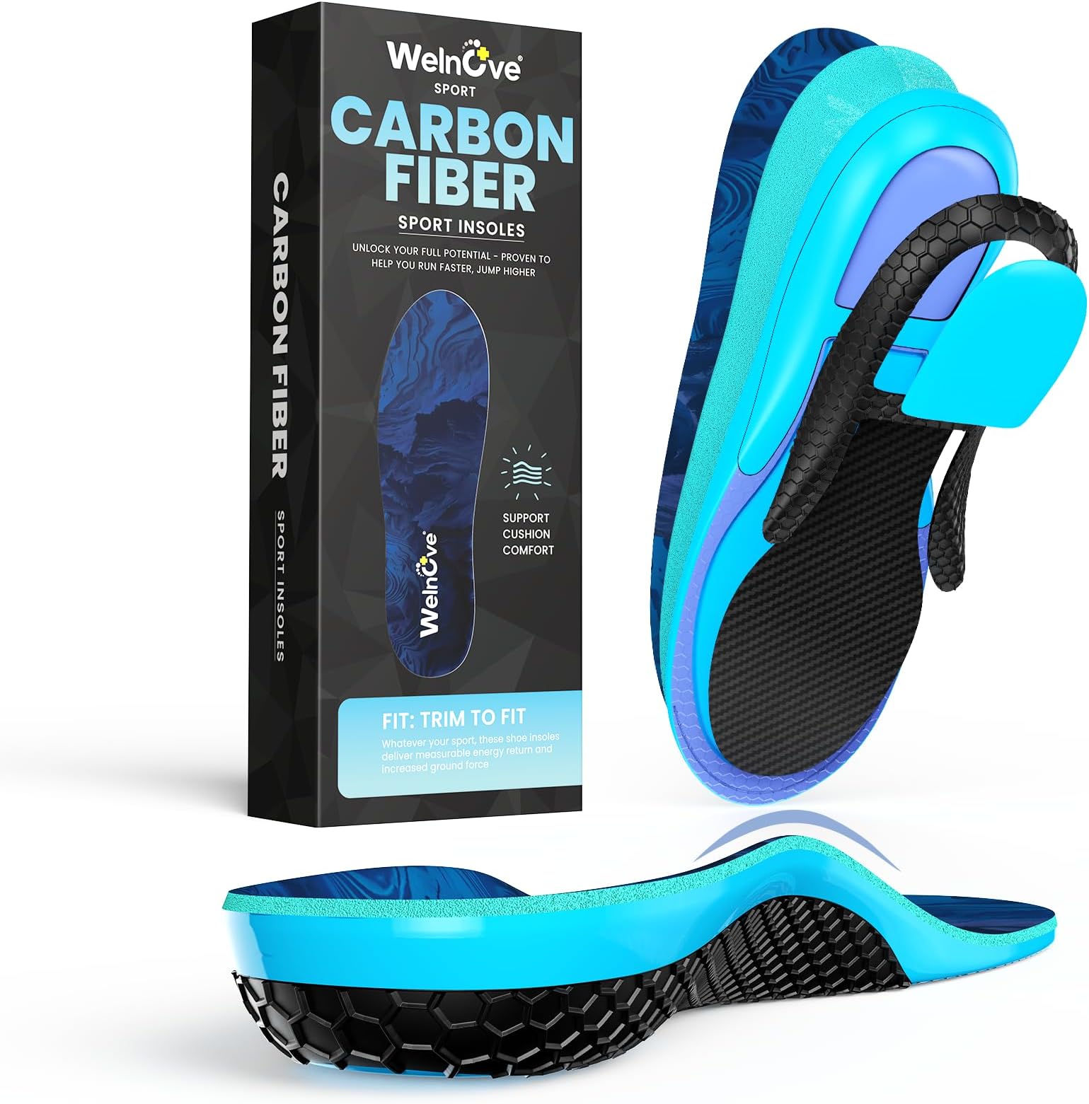 Amazon.com: Hike Support Insoles - Welnove Carbon Fiber Insoles -Shoe ...