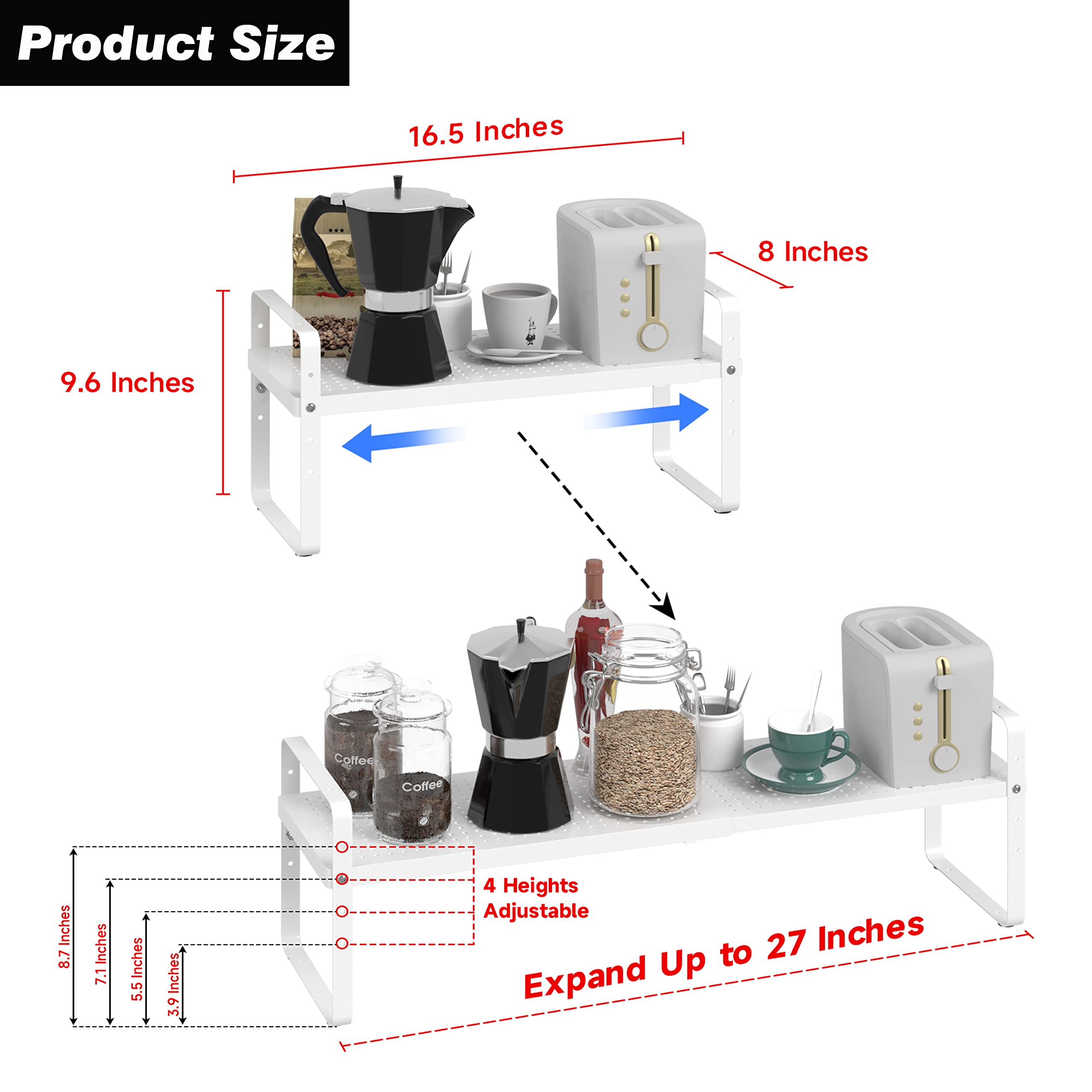 Snapklik.com : Expandable Kitchen Cabinet Shelf Organizer Rack Heavy ...