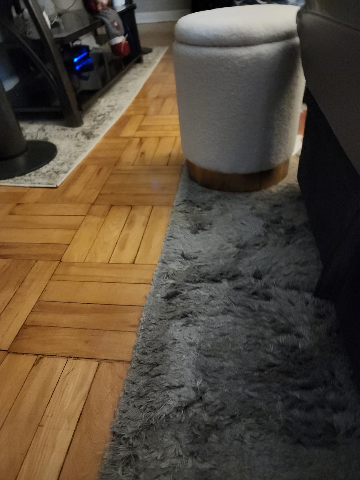 JV Home Ottoman Teddy Pouf with Storage Soft Bench Vanity Accent Chair ...