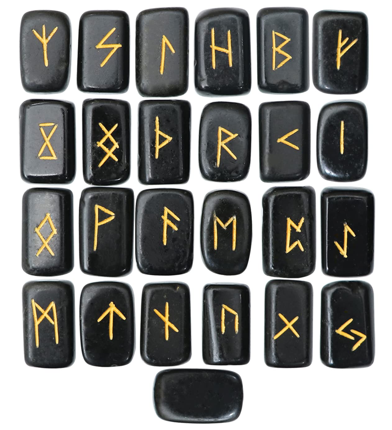 FASHIONZAADI Natural Black Agate Runes Stones Set With Futhark Runic ...