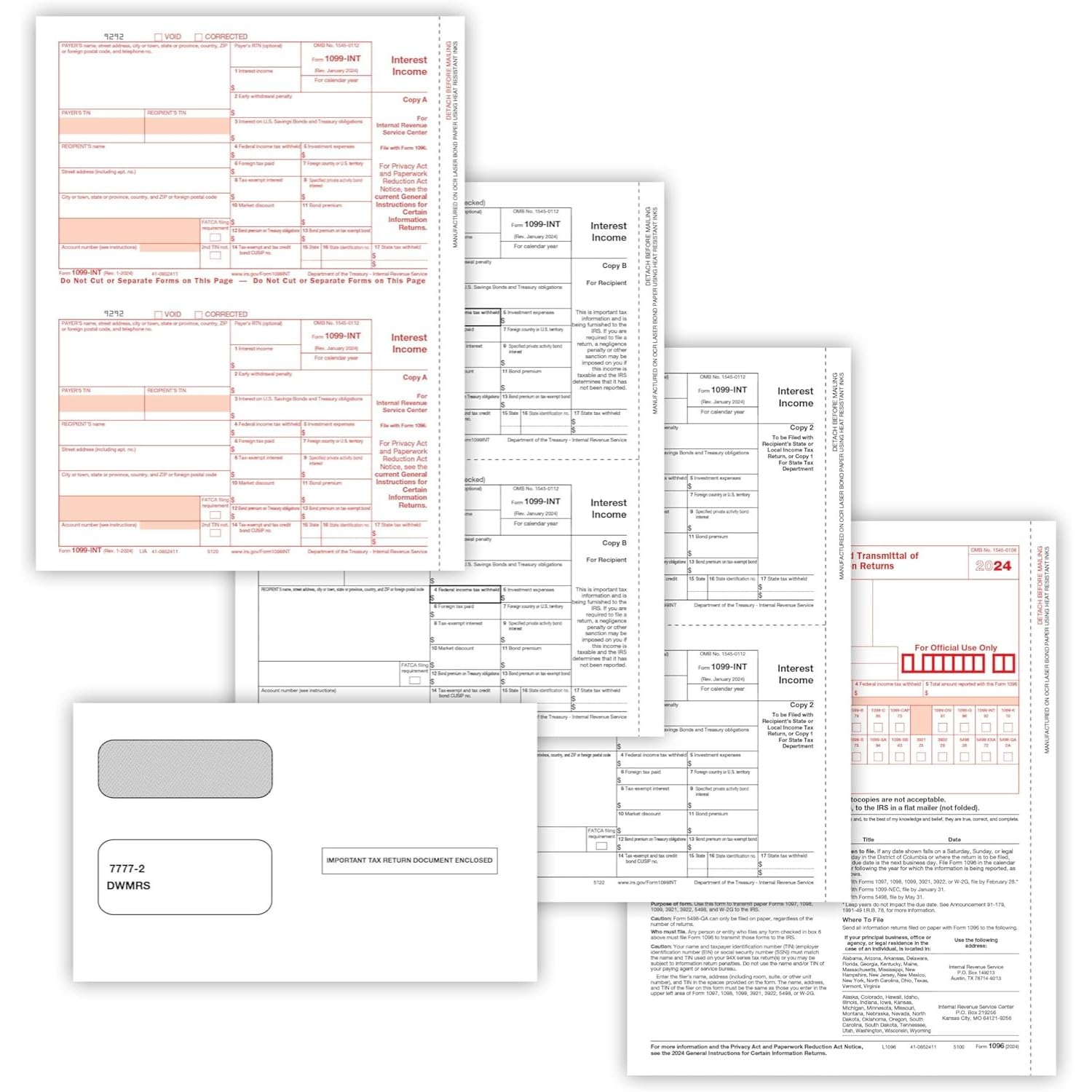 Amazon.com : 1099-INT 4-Part Tax Form Set with Envelopes, Pack of 10 ...