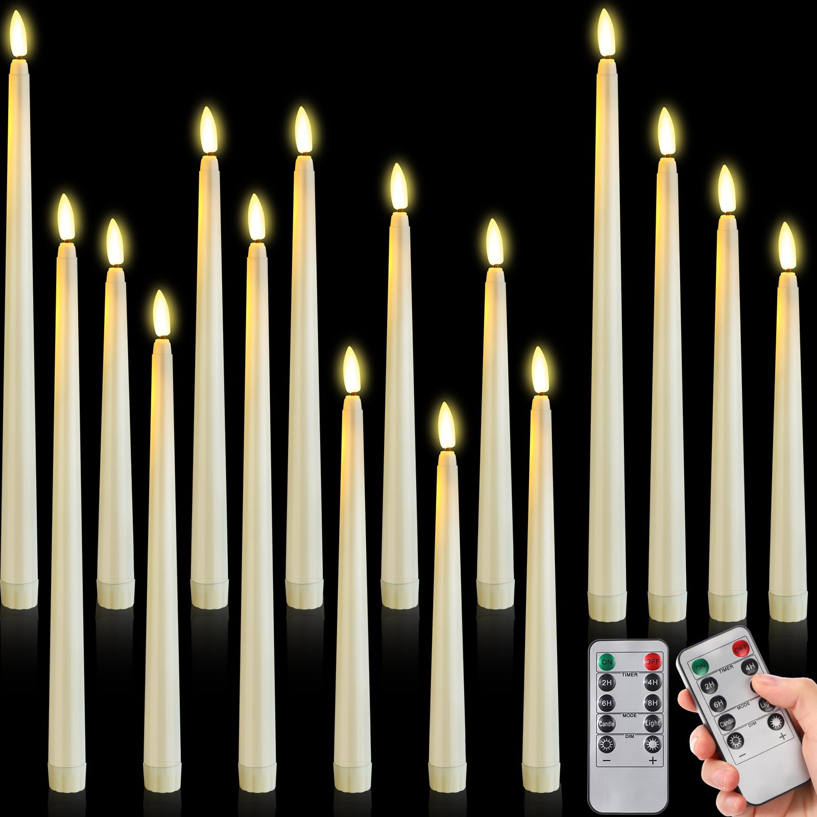 Amazon.com: Rossesay 16 Pcs Flameless Taper Candles with Timer Remote 8 ...