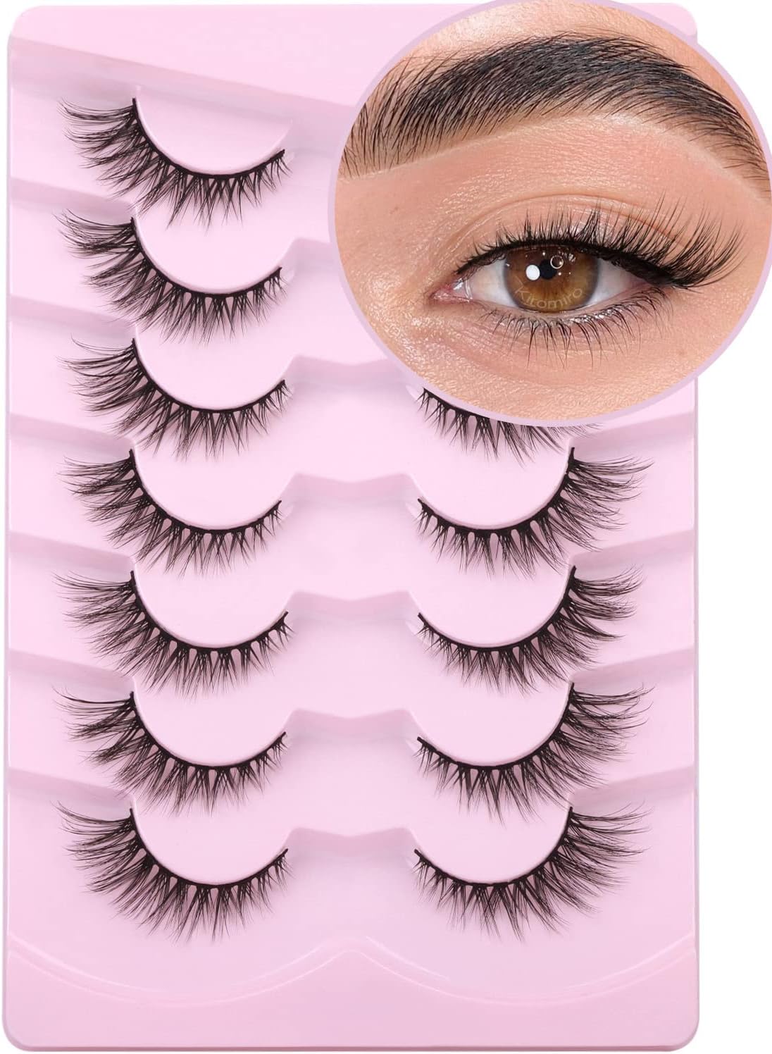 Amazon.com: Lashes Natural Look False Eyelashes Wispies Short Faux Mink Lashes Fluffy 14mm Cat ...