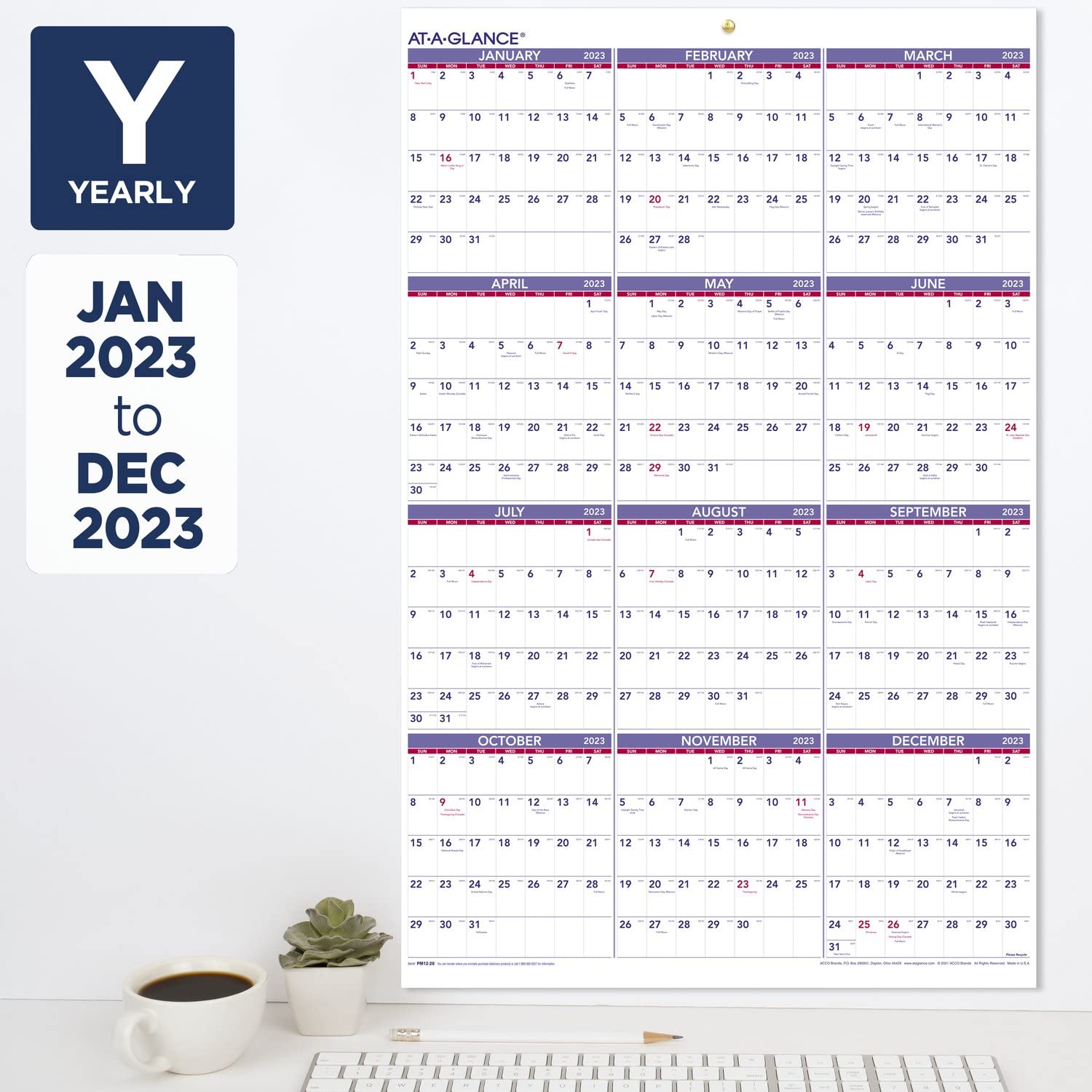Snapklik.com : AT-A-GLANCE 2023 Wall Calendar Monthly Planner, 12 Month ...