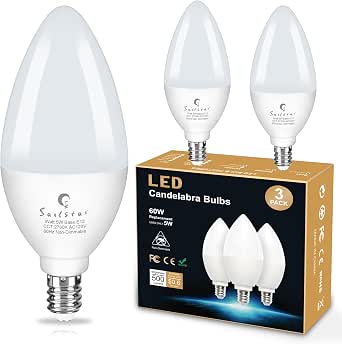 Sailstar E12 LED Bulb 60W Equivalent, 500 Lumens, Ceiling Fan Light ...