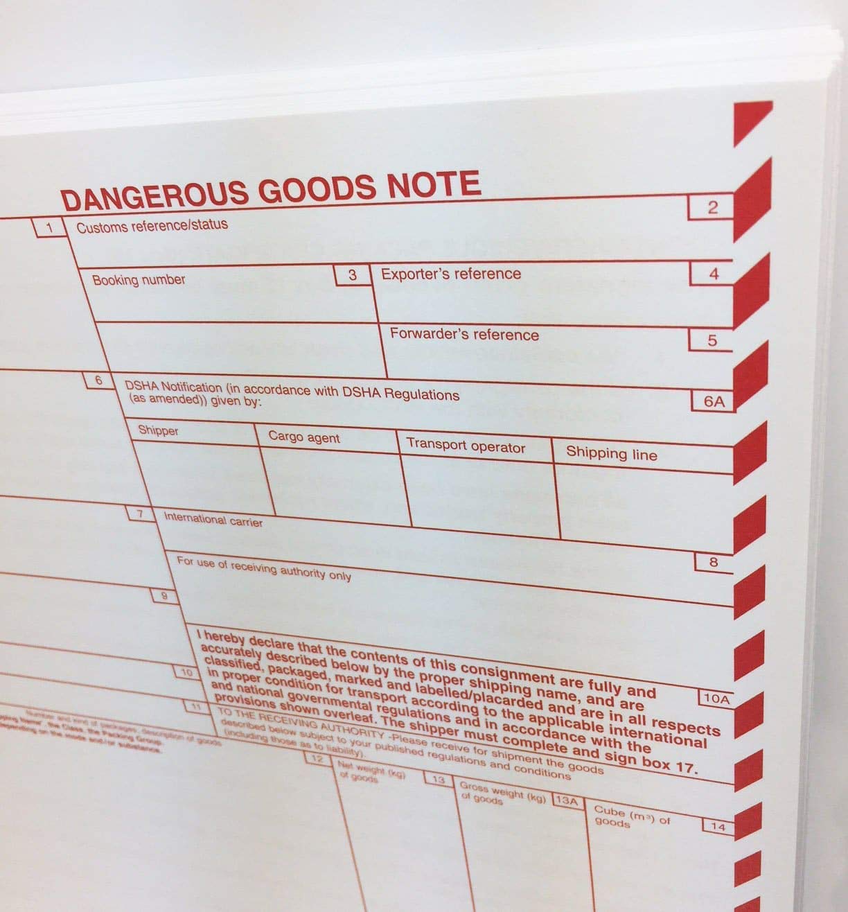 Dangerous Goods Notes | Pack of 10 | Single Sheets for laser printer ...