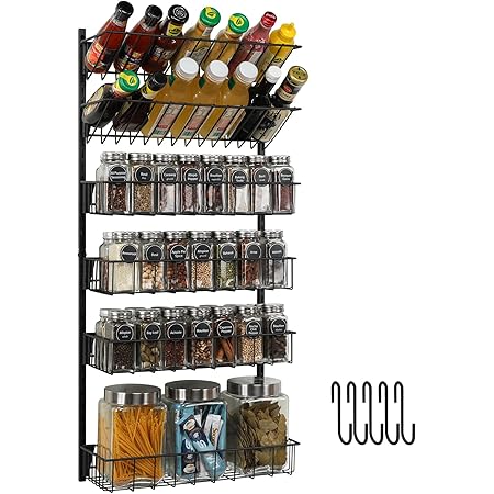 Amazon.com: X-cosrack 6-Tier Wall Mounted Spice Rack Organizer Hanging ...