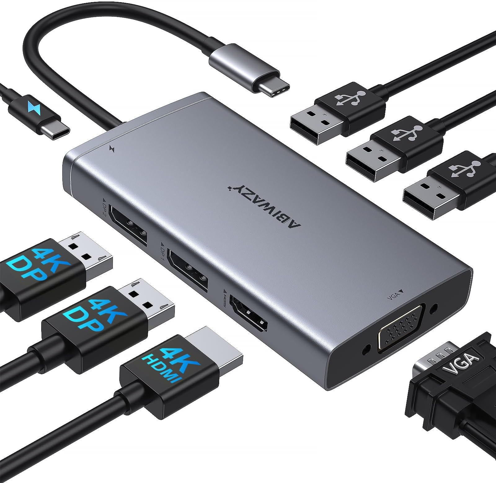 Amazon.com: Dual HDMI Docking Station 3 Monitor,USB C Laptop Docking ...