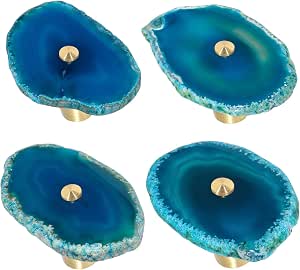 mookaitedecor Set of 4 Agate Slice Drawer Pulls with Screws, Decorative ...