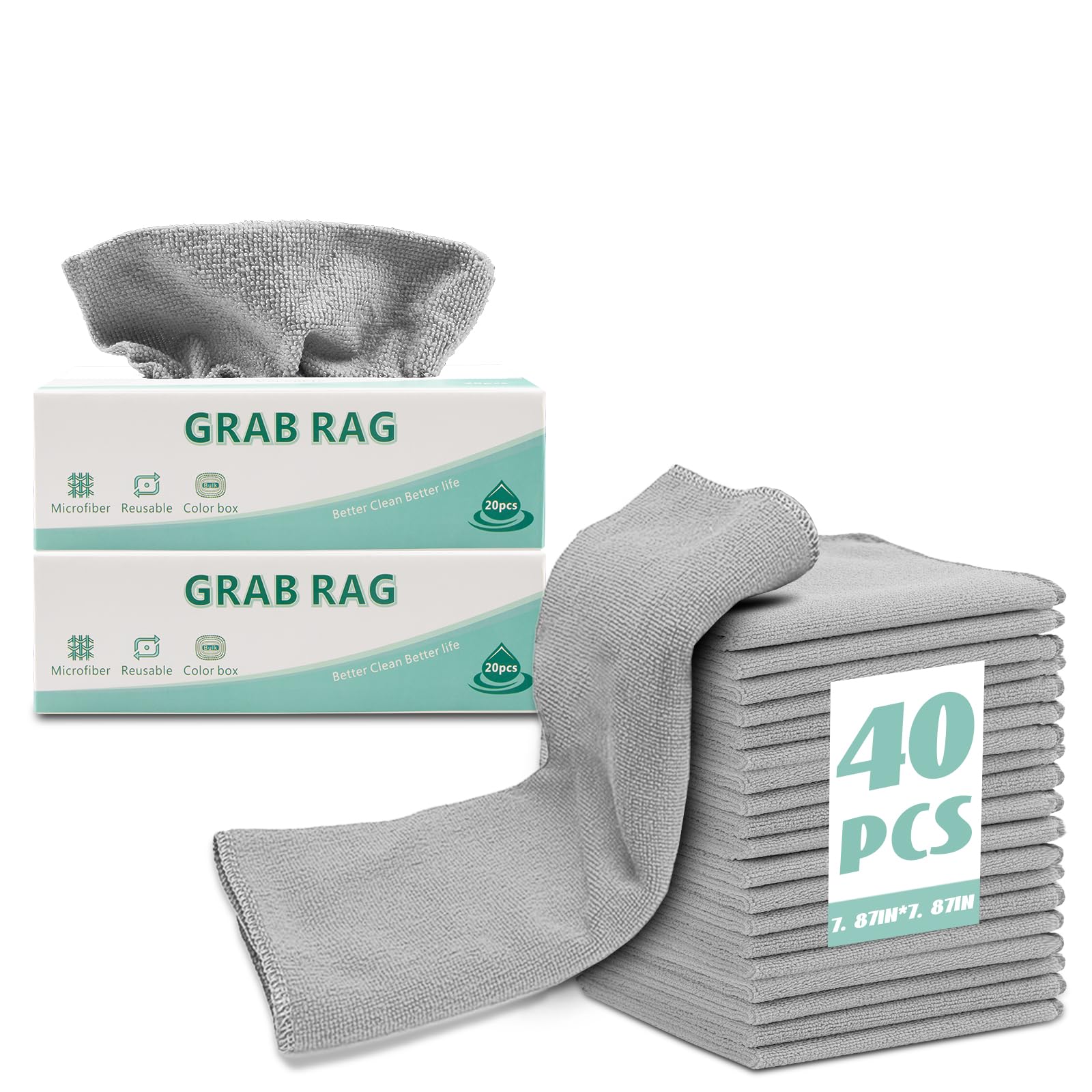 Amazon.com: Vecegere Microfiber Rags in A Box (2 Pack 40 Count ...