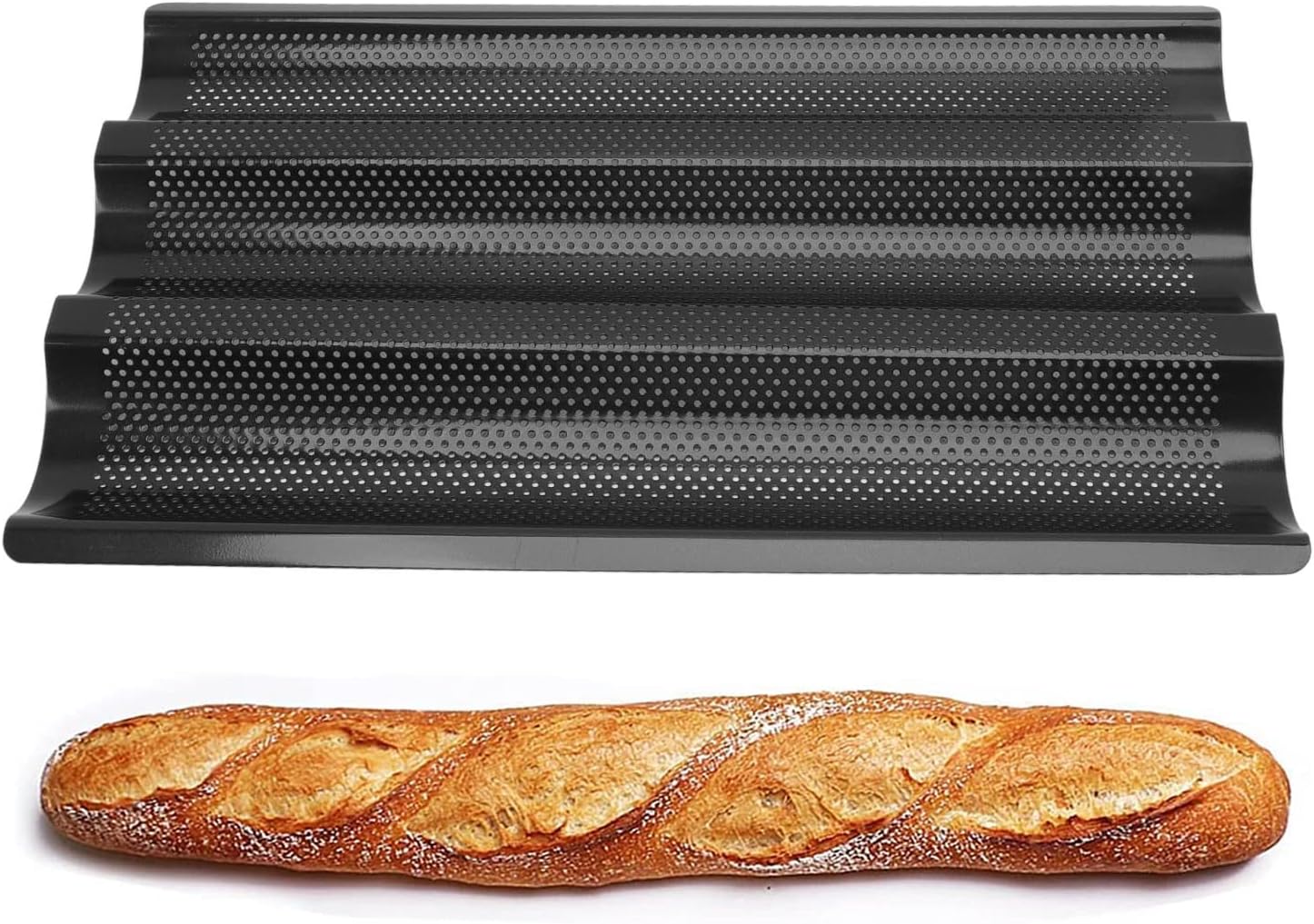 Amazon.com: Non Stick Perforated French Baguette Bread Pan for French ...