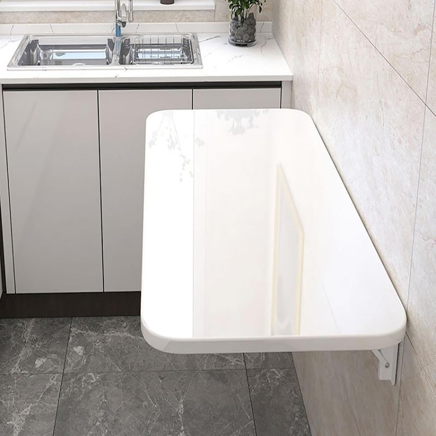 FUYAO Wall Mounted Folding Table, Fold Down Floating Desk for Small ...