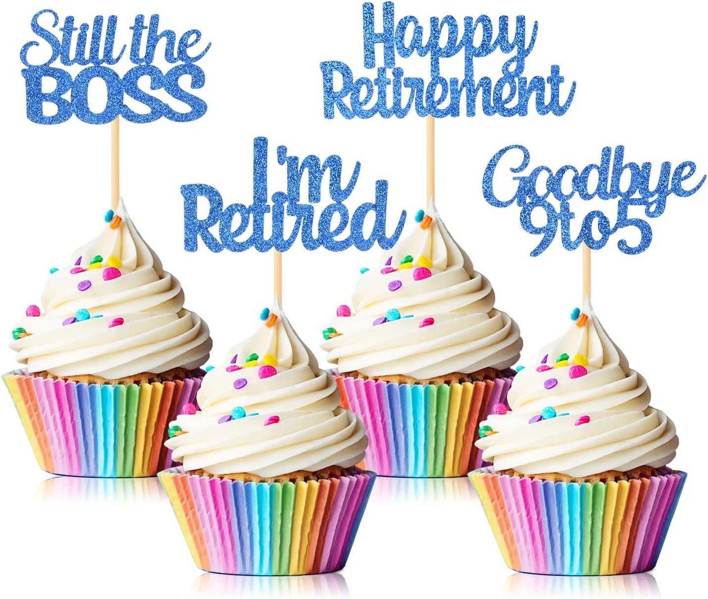 Amazon.com: 24 Pieces Happy Retirement Cupcake Toppers I'm Retired ...