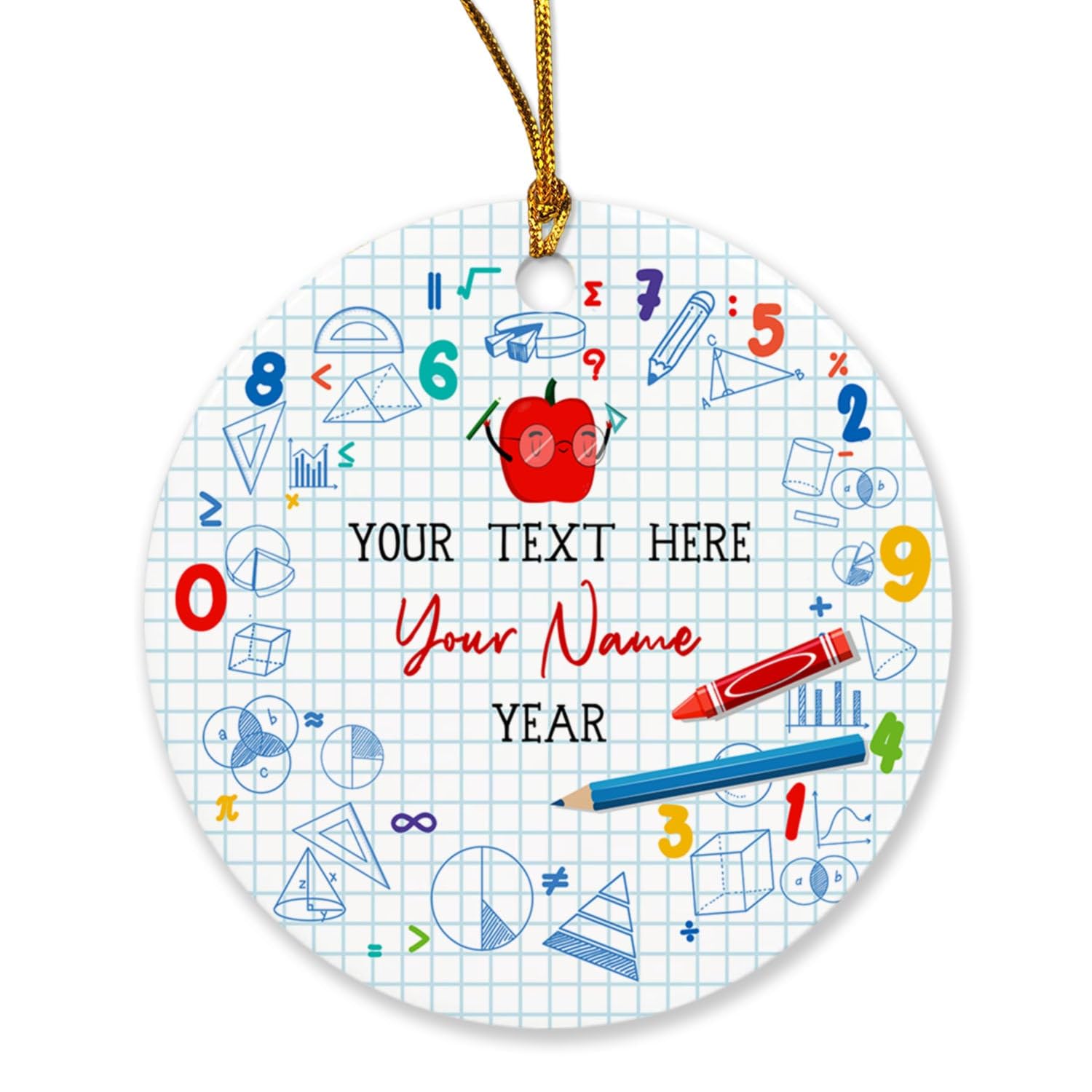 Amazon.com: Math Teacher Christmas Tree Ornament, Personalized Merry ...